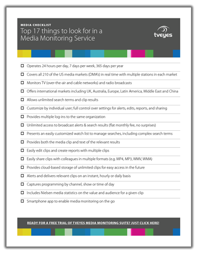 Checklist for Broadcast Media Monitoring | TVEyes Search Engine for TV ...